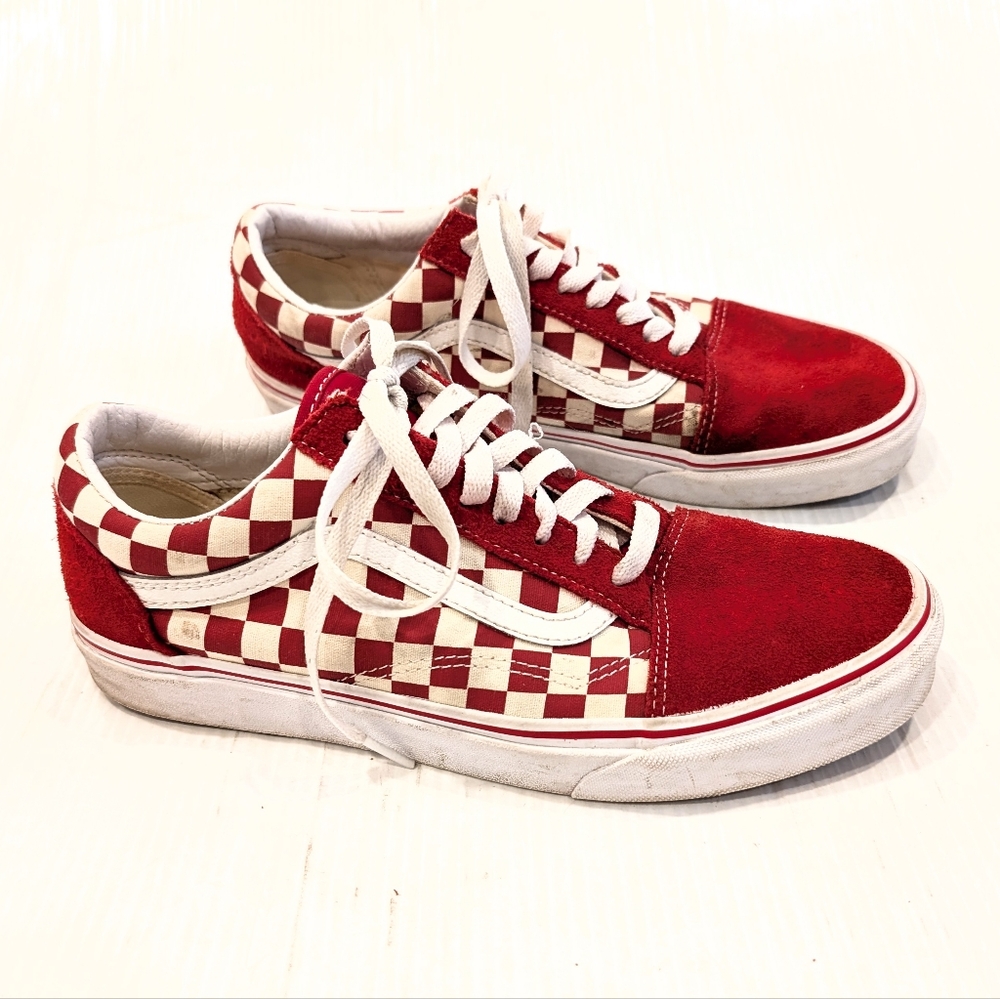Vans Red And White Checkered Sneakers Size 9 Mens 10.… - Gem